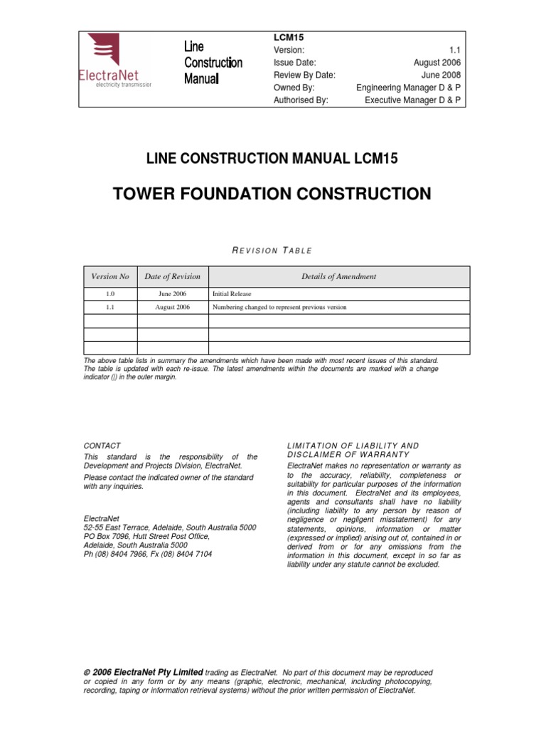 LCM 15 Tower Foundation Construction Version 1.1 | PDF | Geotechnical ...