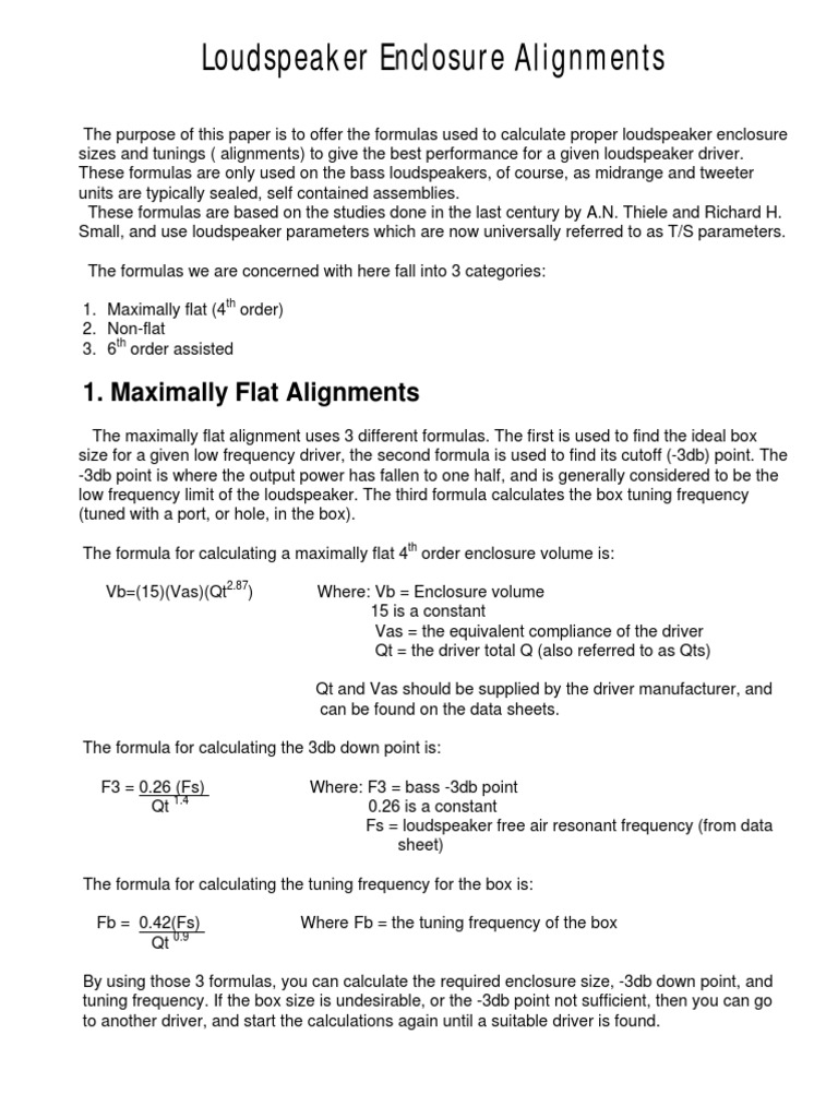 Loudspeaker Alignments | PDF | Loudspeaker | Equalization (Audio)