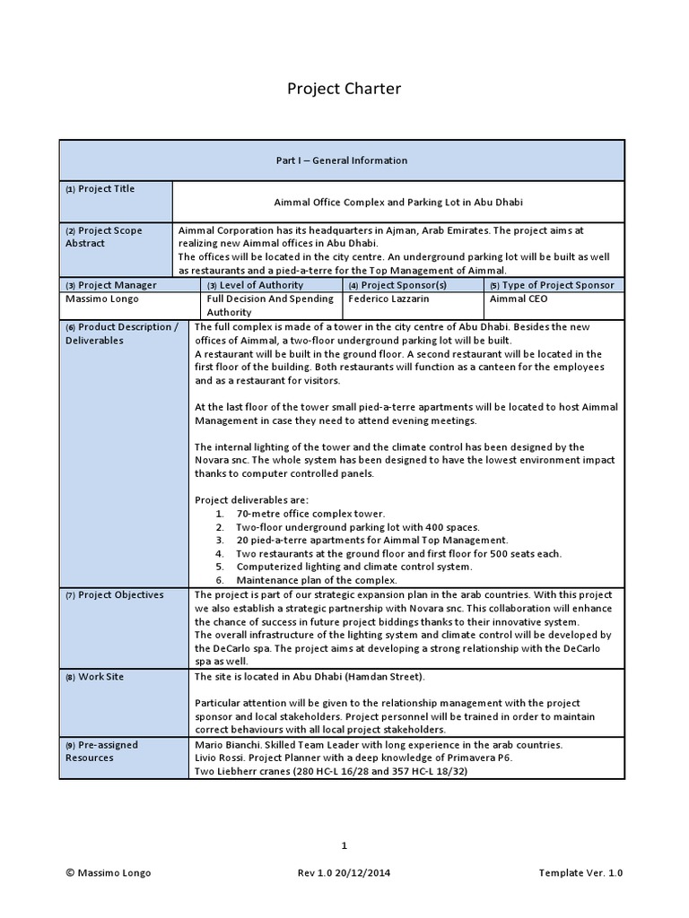 Project Charter Sample Construction | PDF | Scrum (Software Development ...