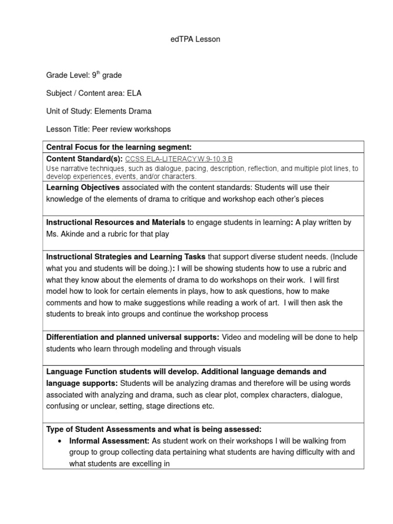 Peer Review Workshop for Drama Scripts | PDF | Career & Growth