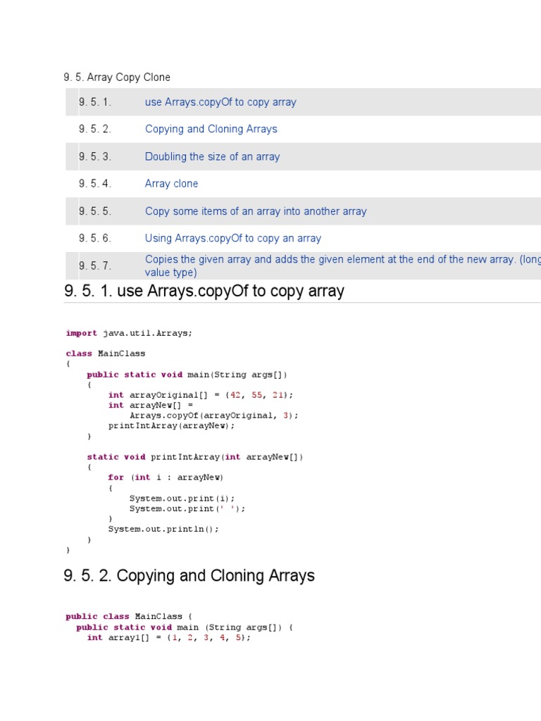 Use Arrays Copyof To Copy Array Pdf Array Data Structure License