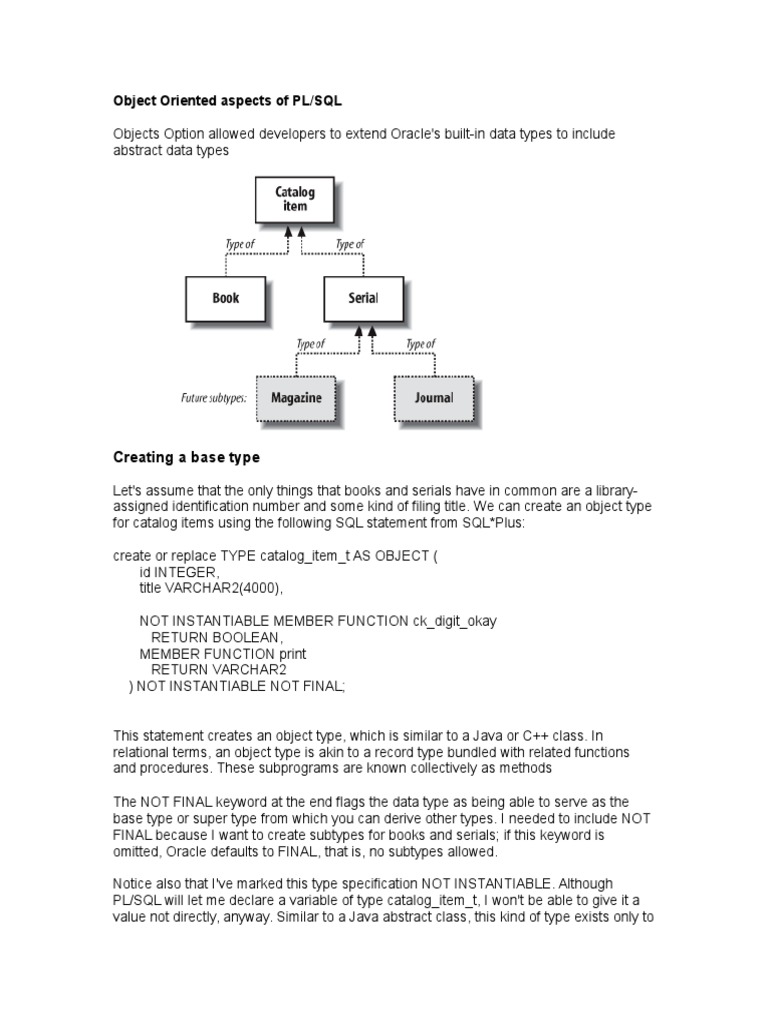 OOPs Concept in PLSQL O'Reilly Notes | PDF | Constructor (Object ...