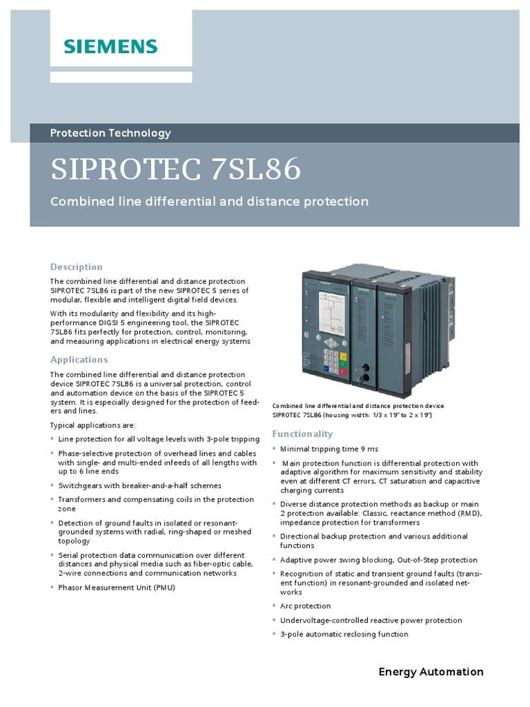 Siprotec 7sl86 v6 Profile | PDF | Transformer | Telecommunications
