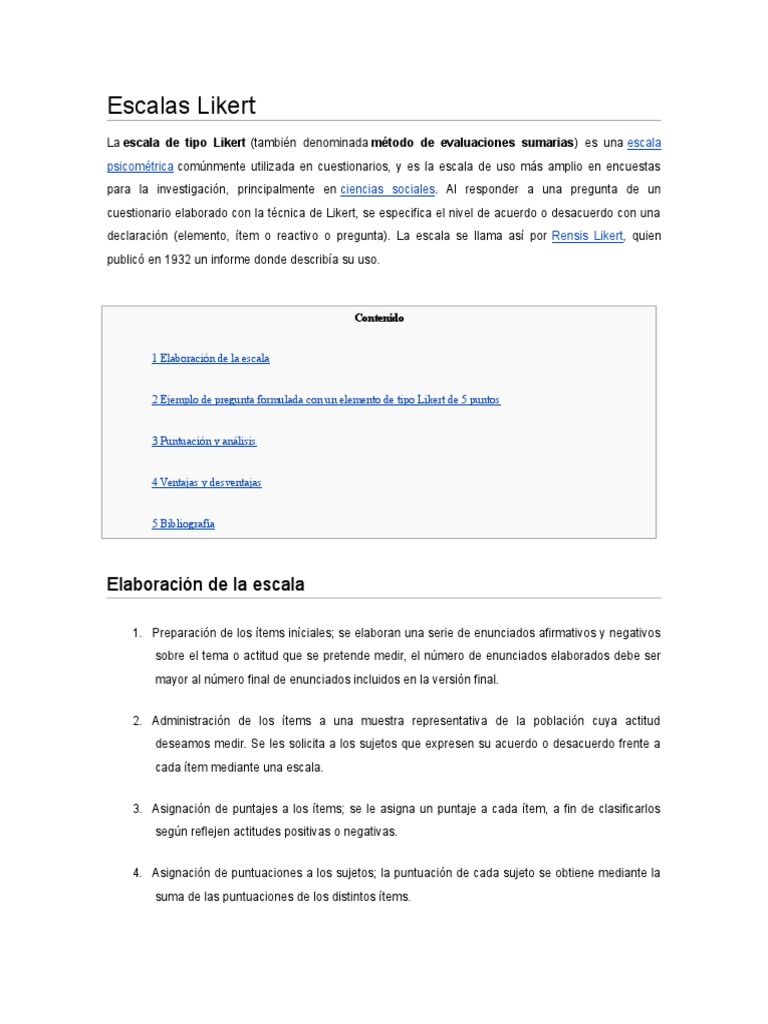 Escalas Likert Y Escalograma de Guttman | PDF | Escala Likert | Sicología