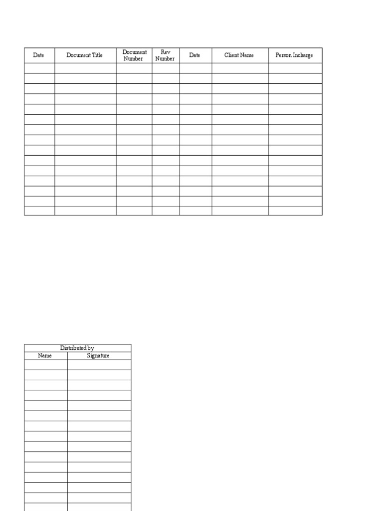 Date Document Title Date Client Name Person Incharge Document Number ...