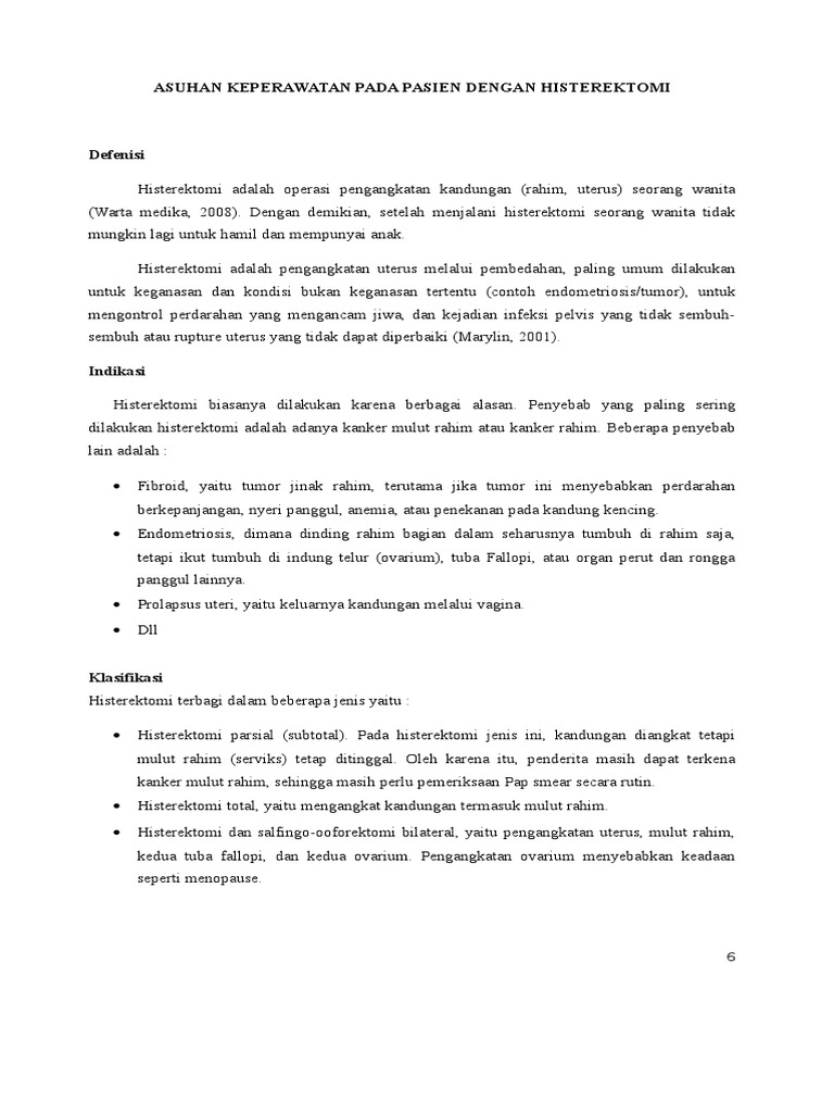 Askep Histerektomi 1 | PDF