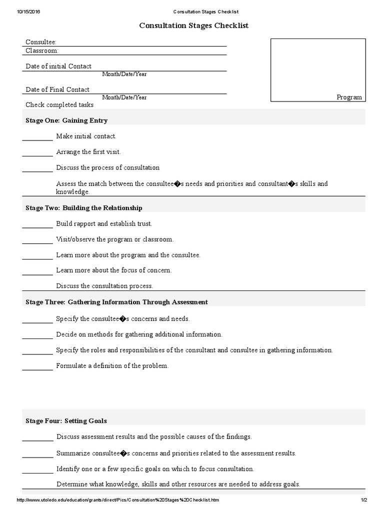 Consultation Stages Checklist Q&A | PDF