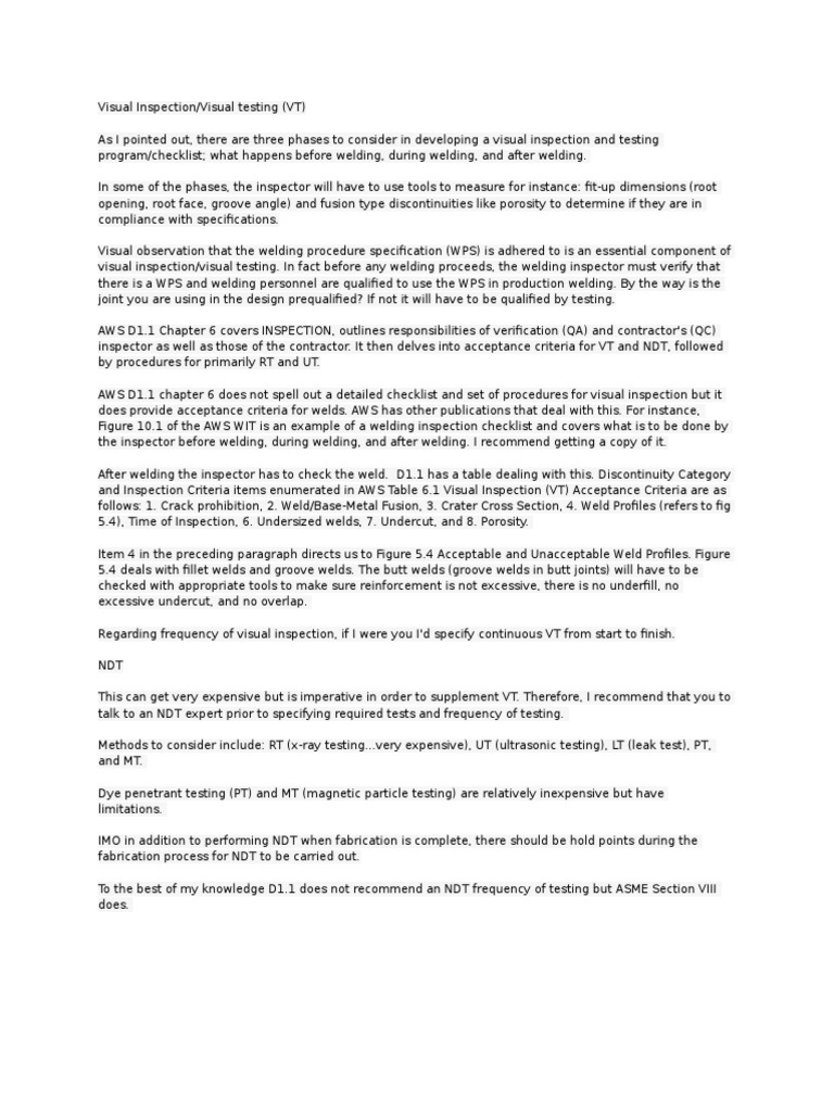 Visual Inspection | PDF | Nondestructive Testing | Welding