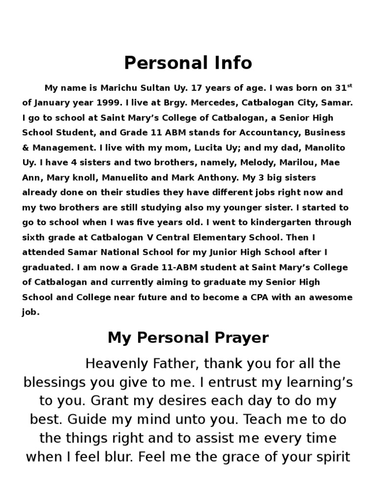 My Personal Prayer | PDF