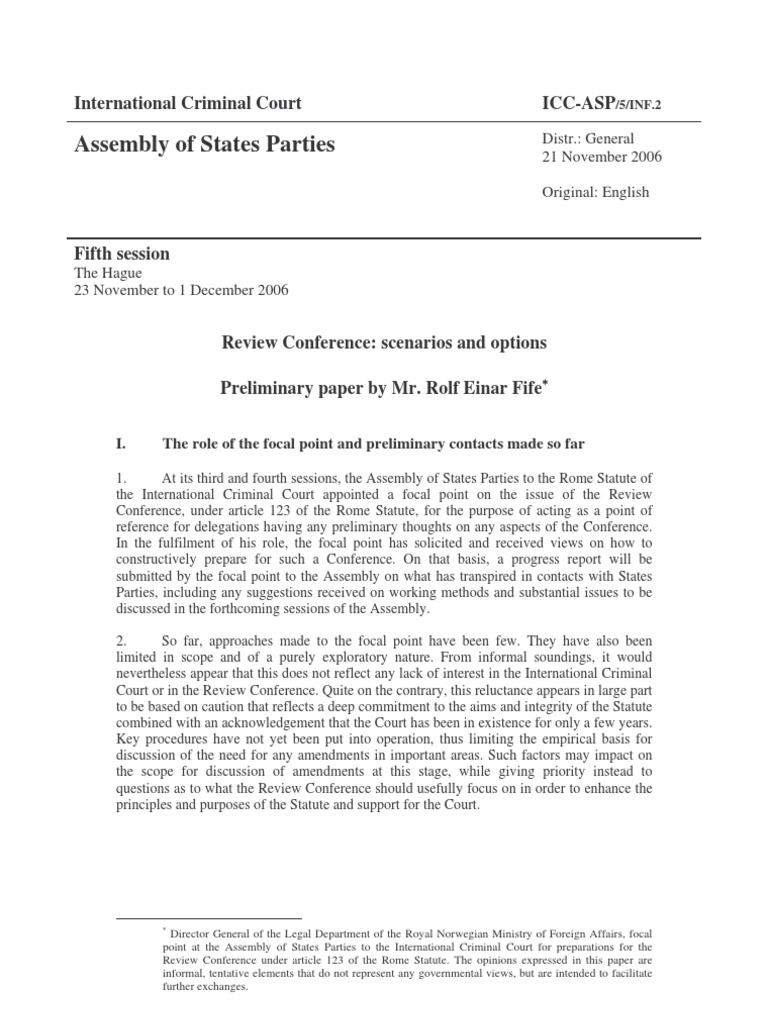 Icc Asp 5 Inf2 English | PDF | International Criminal Court | Treaty