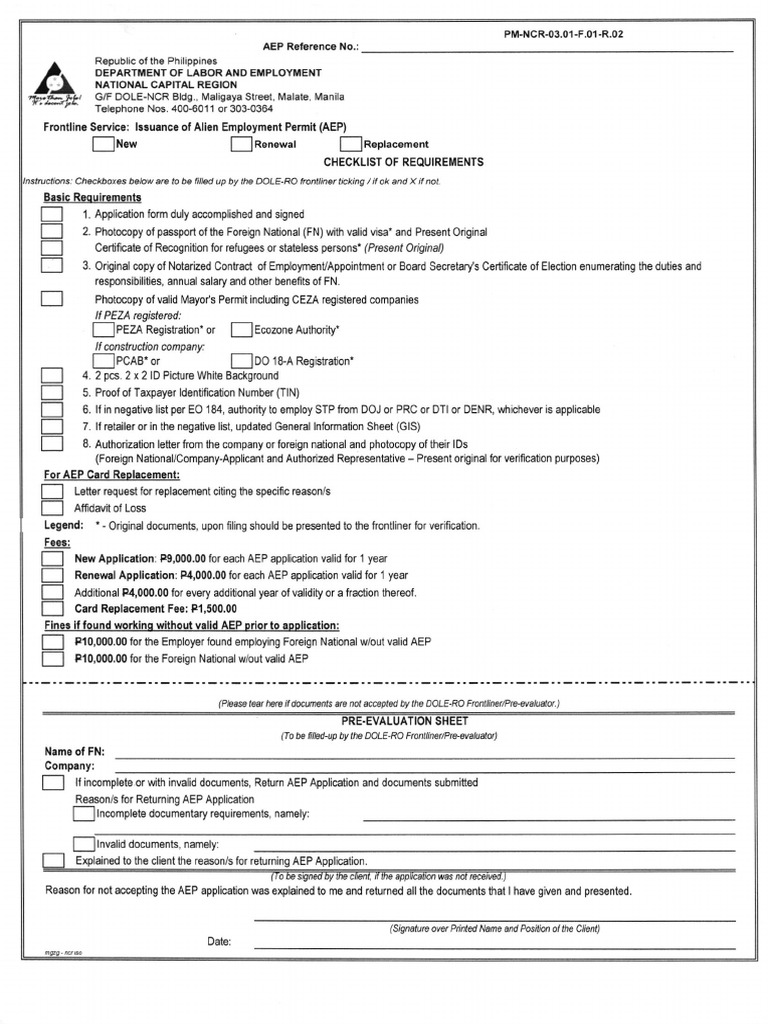 Dole Aep Checklist | PDF | Official Documents | Government
