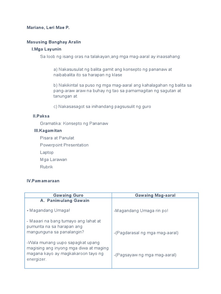 Konsepto NG Pananaw Lp2 | PDF