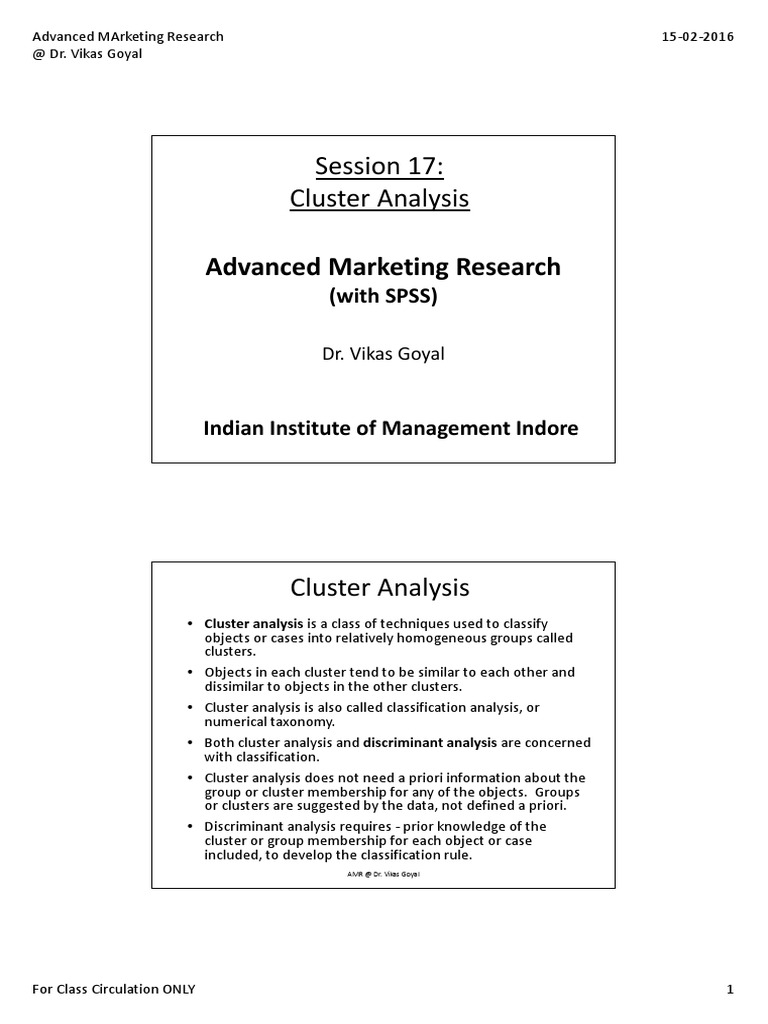 Advanced Marketing Research: Session 17: Cluster Analysis | Cluster ...