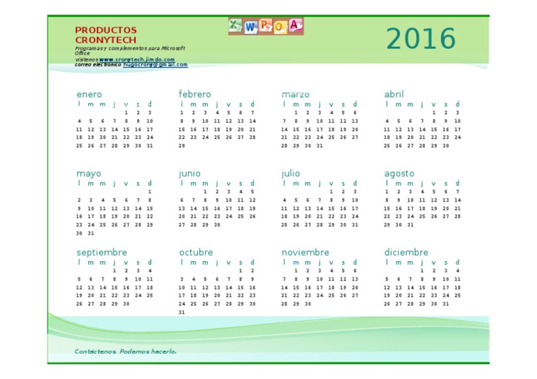 Calendario Noviembre 2016 en Excel | PDF