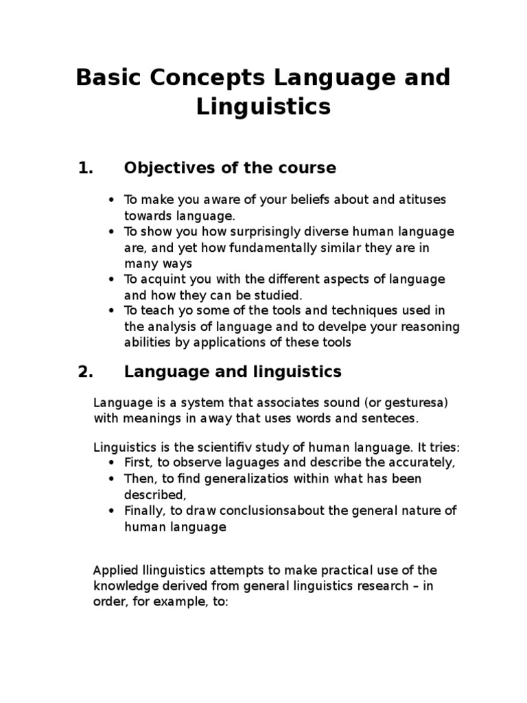Basic Concepts of Language and Linguistics | PDF | Linguistics | Word