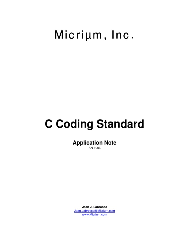 Micriμm C Coding Standard An1003 Pdf C Programming Language Scope Computer Science