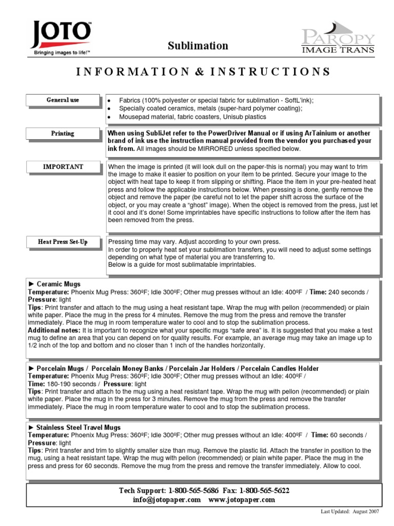 Sublimation Instructions | PDF | Mug | T Shirt