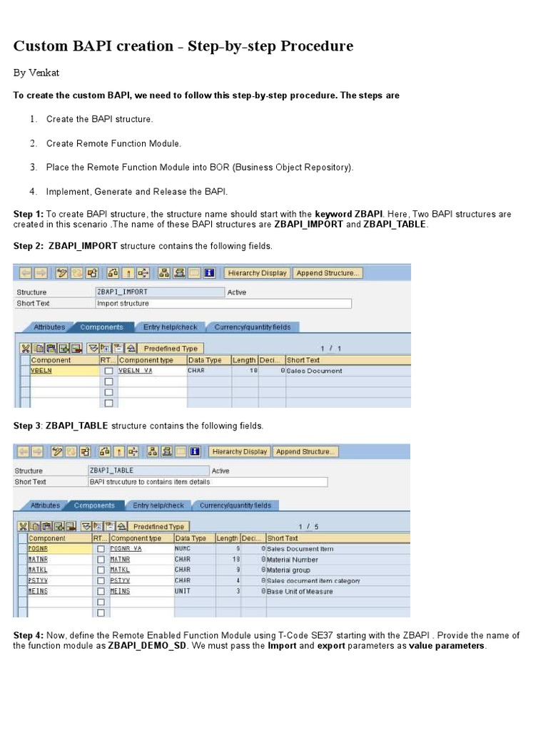Custom Bapi Creation Pdf Parameter Computer Programming Subroutine 