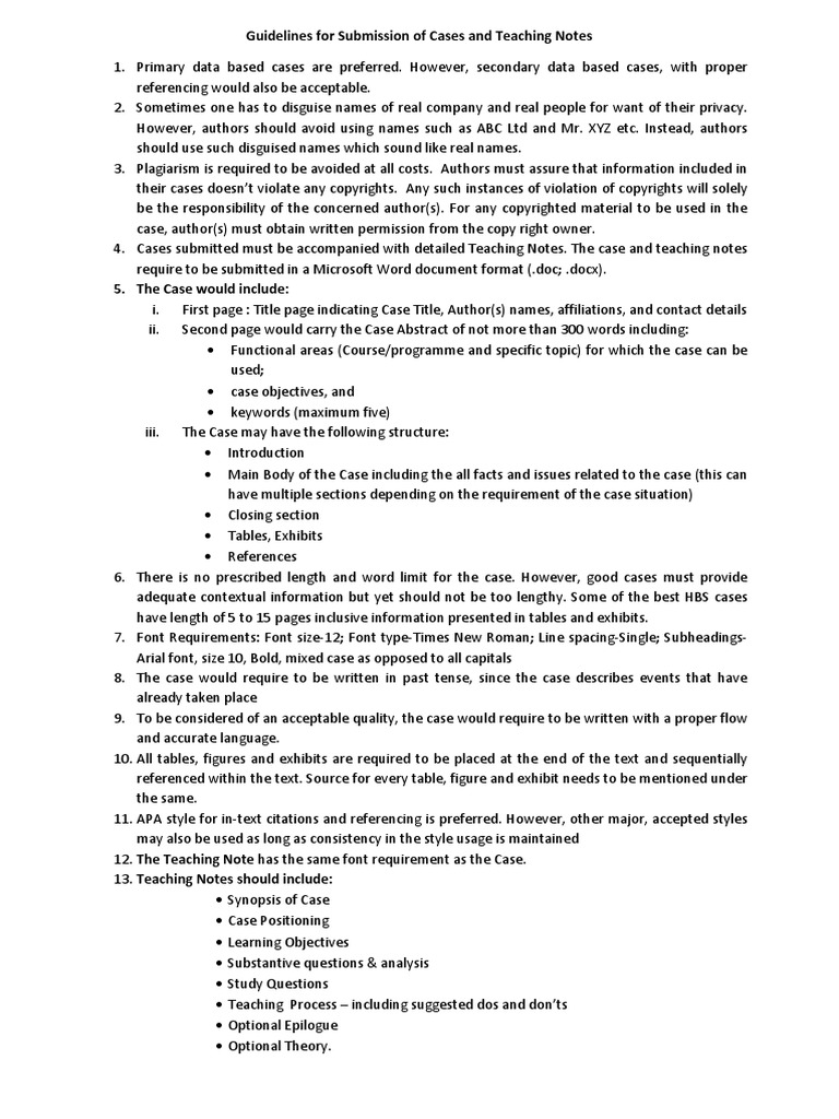 Guidelines For Case Writing | PDF | Copyright | Computing