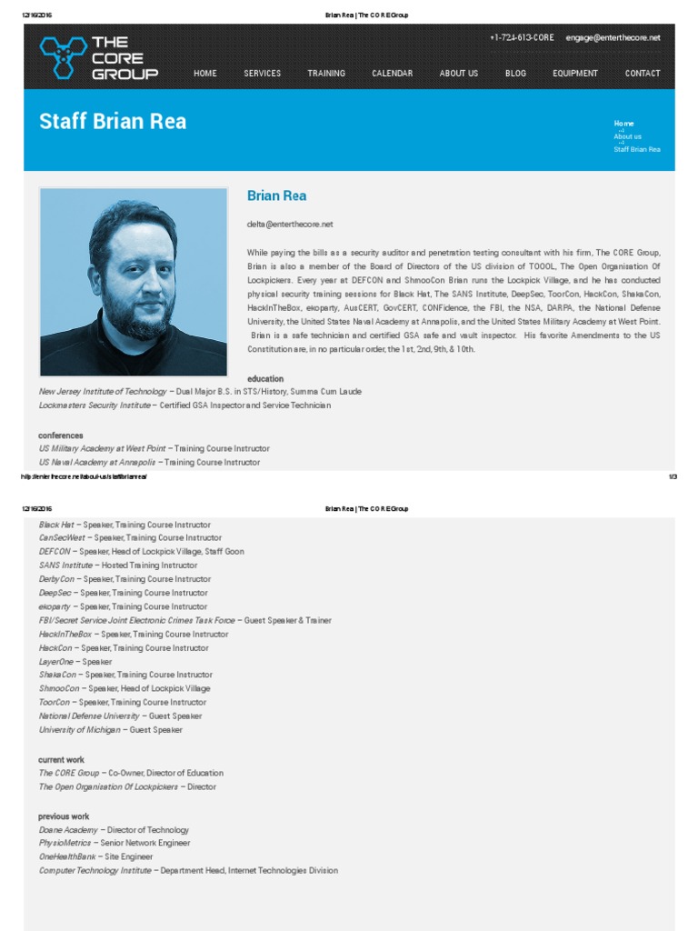 Brian Rea - The CORE Group | PDF | National Security | Information Age