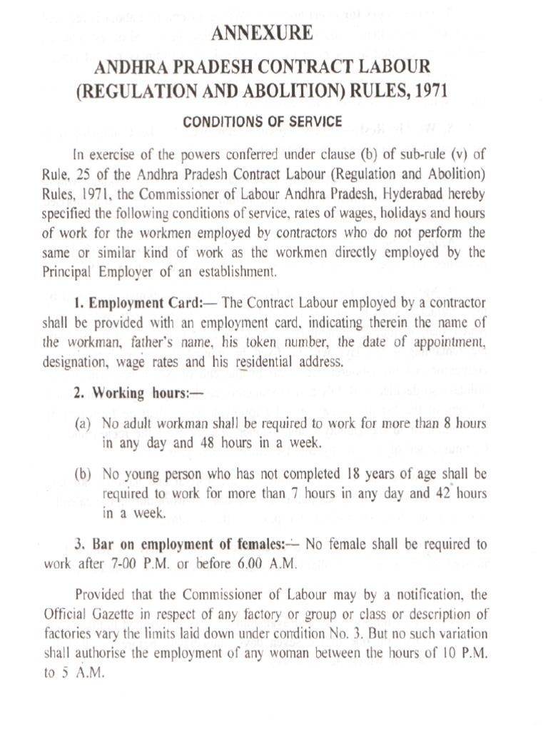 AP Contract Labour Rules 1971 | PDF | Overtime | Layoff