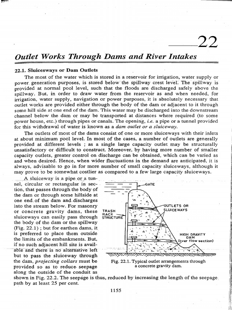 22 - Outlet Works Through Dams and River Intakes | PDF | Spillway | Dam