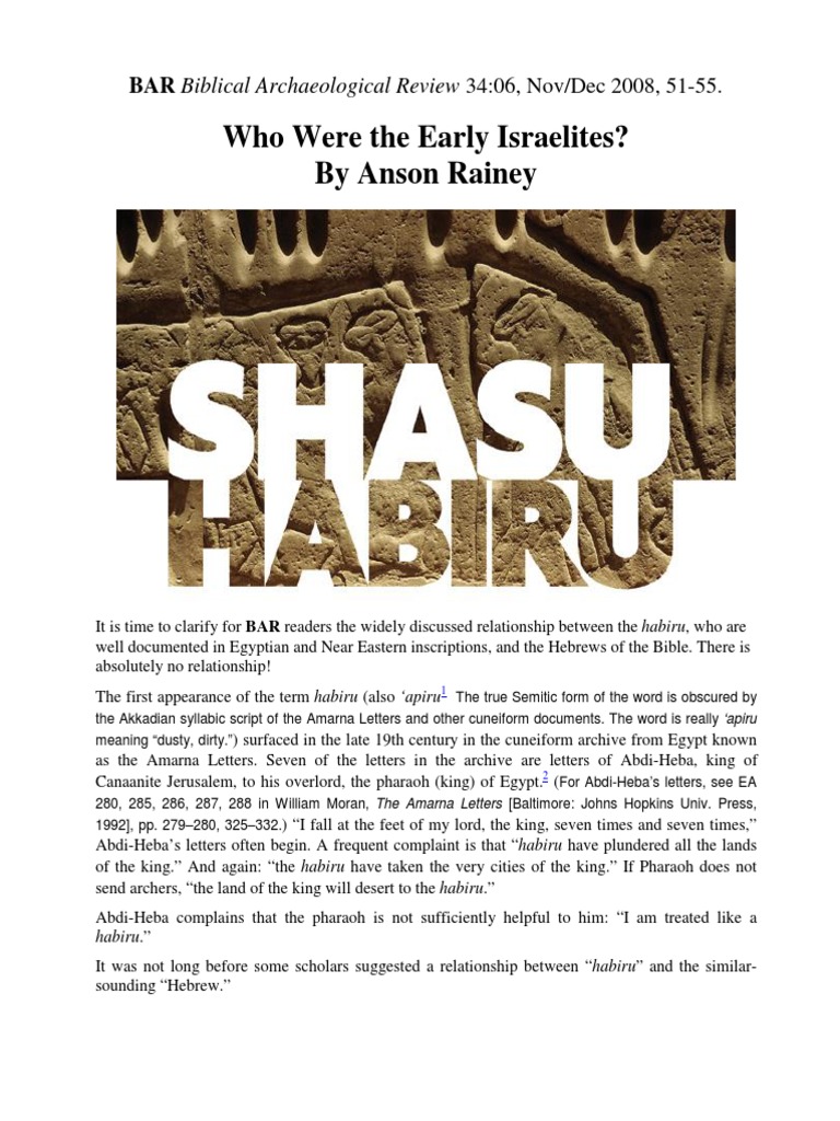 Shasu or Habiru - Biblical Archaeological Review 34 | PDF | Canaan ...