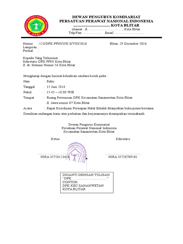 Contoh Kop Surat DPK (F-4) | PDF