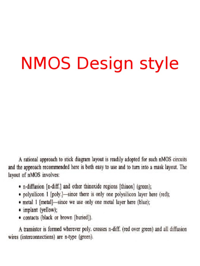 NMOS and CMOS Design Style With Examples | PDF