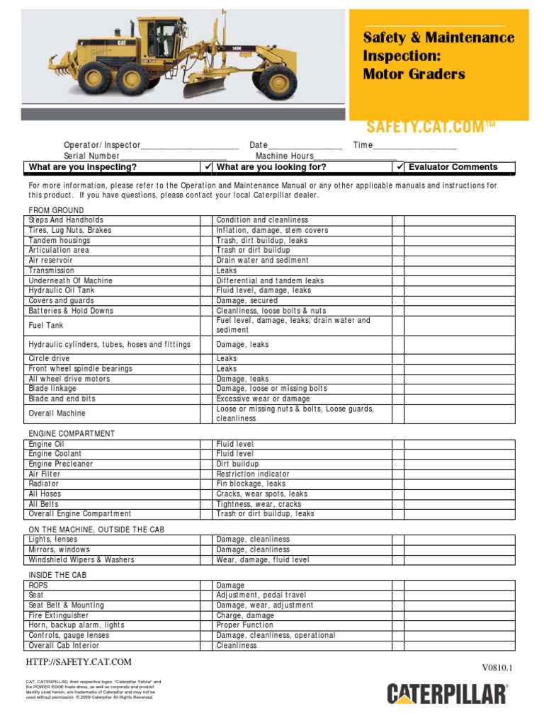Inspeccion Motoniveladora Cat | PDF