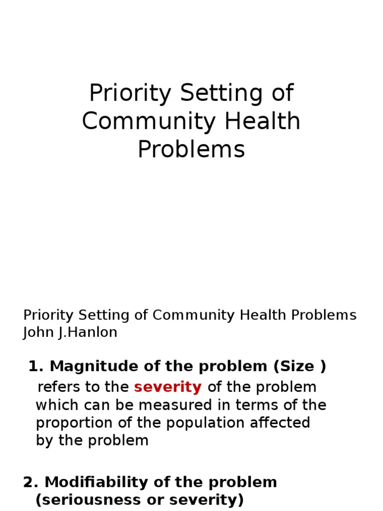 Priority Setting of Community Health Problems | PDF