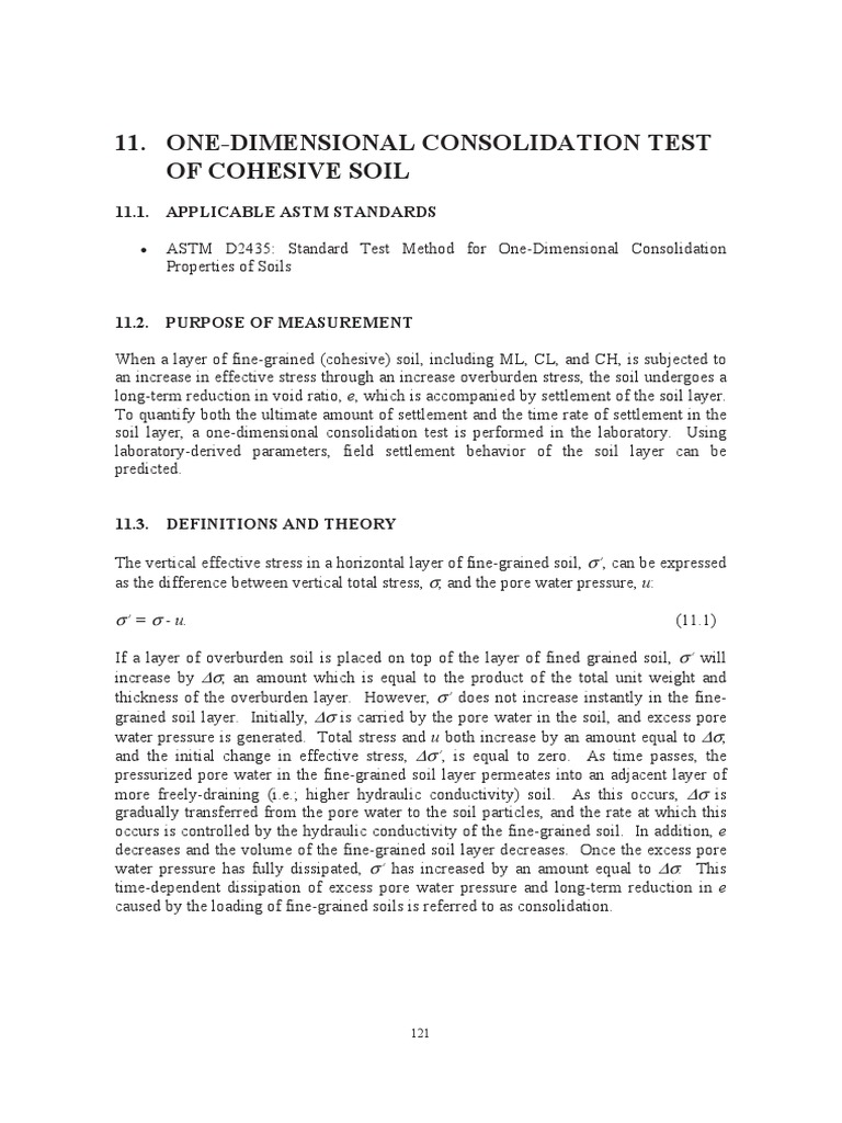 1D Consolidation Test Lab Manual | PDF | Soil Mechanics | Drainage