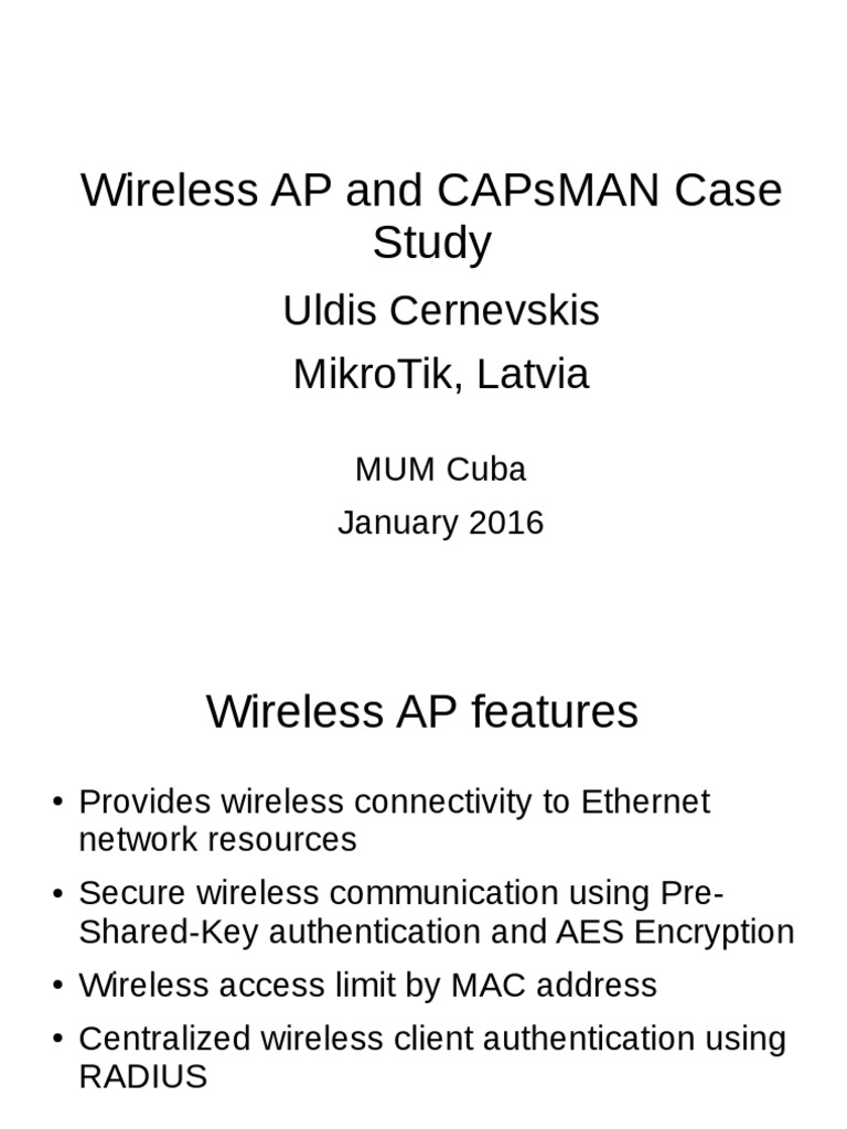 Wireless AP and CAPsMAN Case Study | PDF | Ip Address | Wireless Access Point