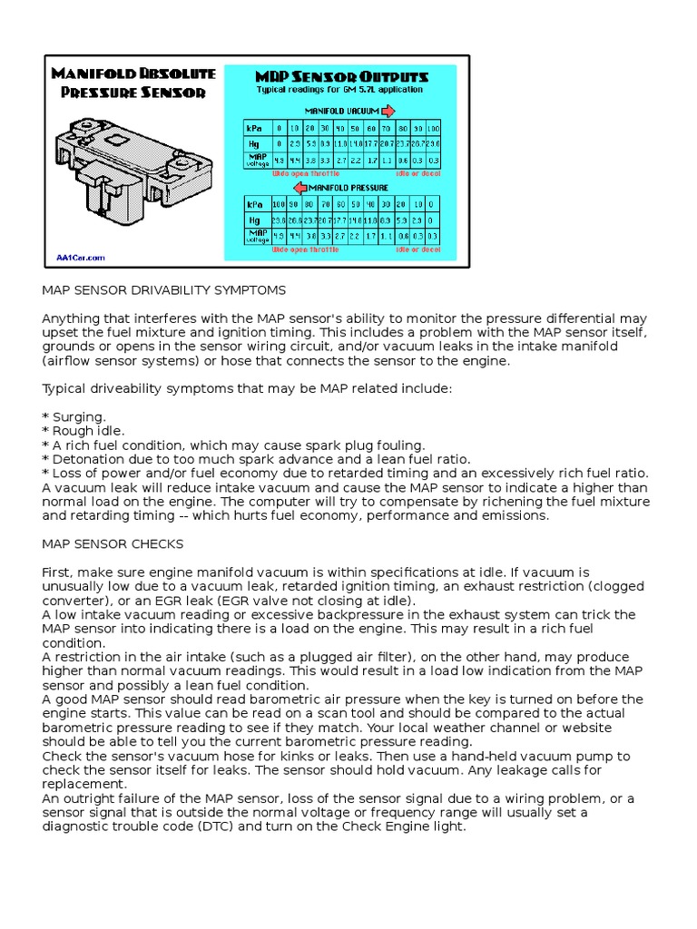 Map Sensor Drivability Symptoms | PDF | Throttle | Machines
