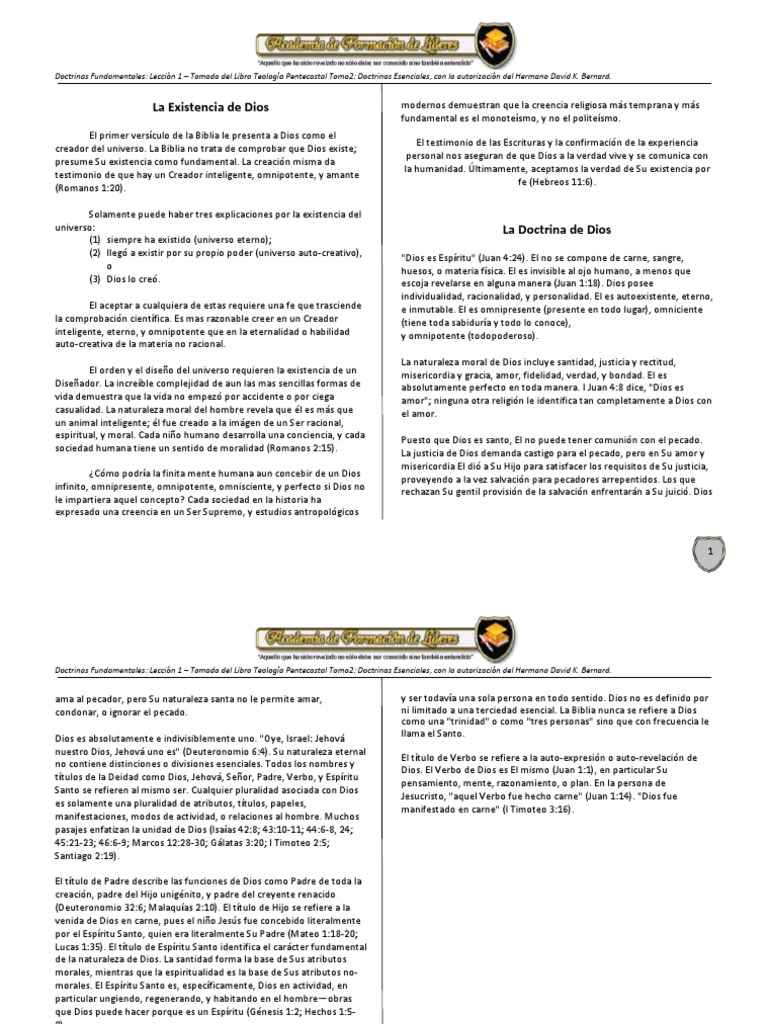 Doctrinas Fundamentales - Lección 1 | PDF | Dios | Pecado