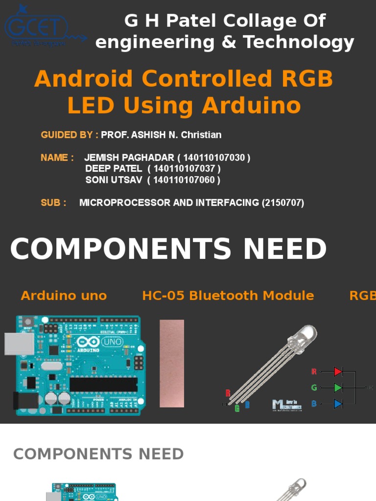 Android Controlled RGB LED Using Arduino: G H Patel Collage of Engineering & Technology | PDF