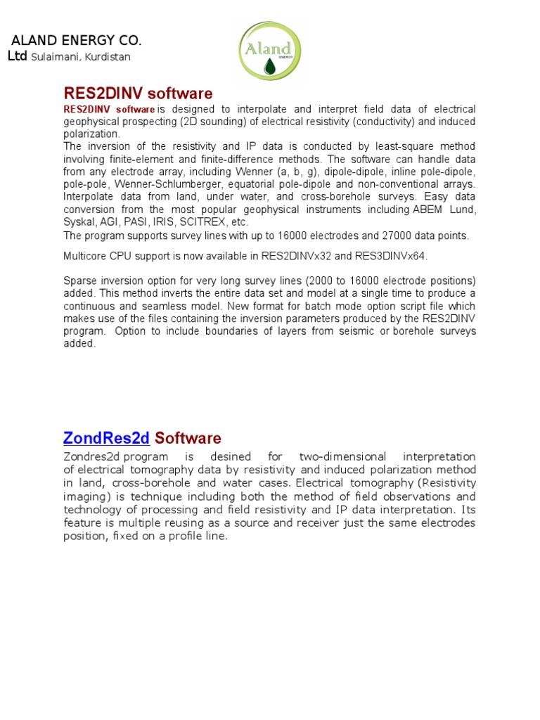 RES2DINV & Zond Software | Download Free PDF | Tomography | Electrical ...