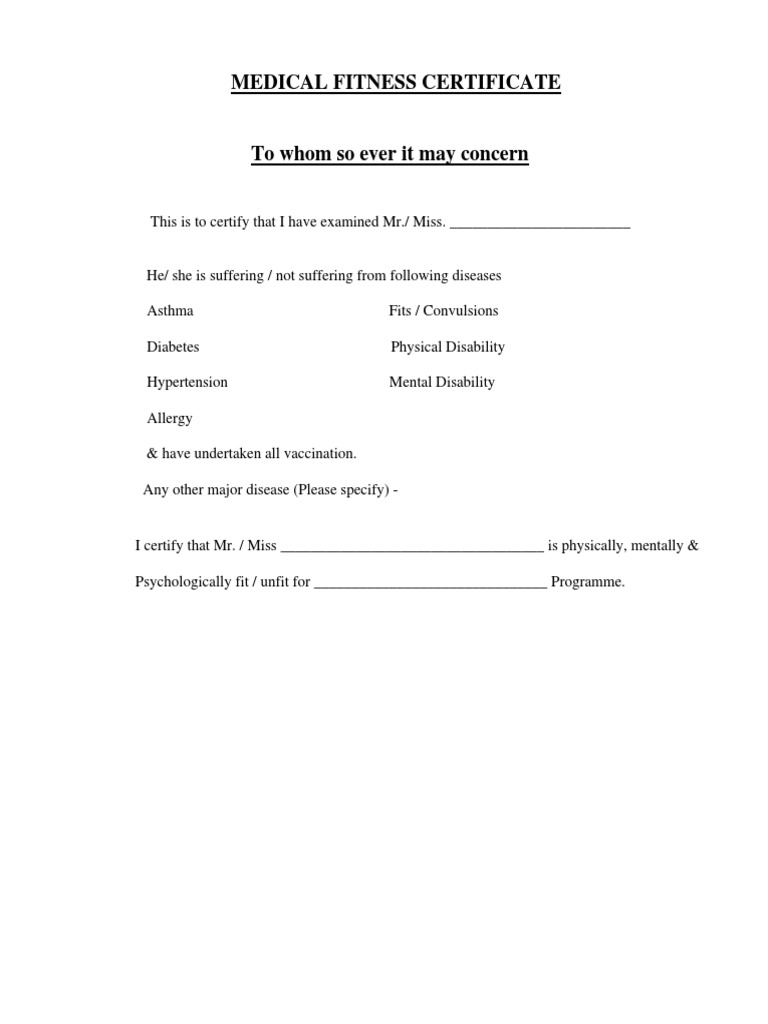 Medical Certificate Format | PDF