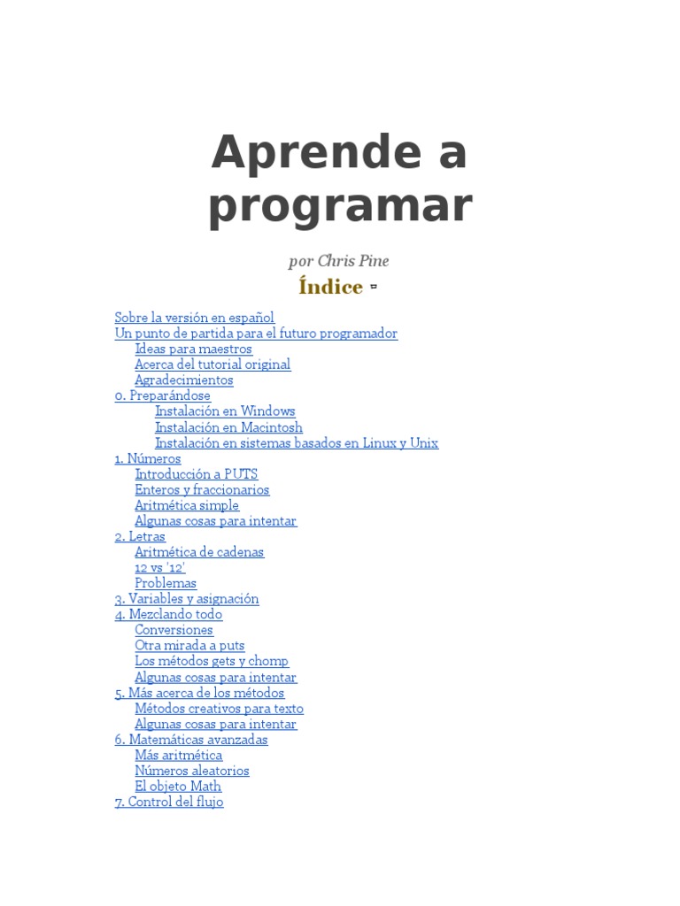 Aprende A Programar | PDF | Lenguaje de programación | Ruby (lenguaje de programación)