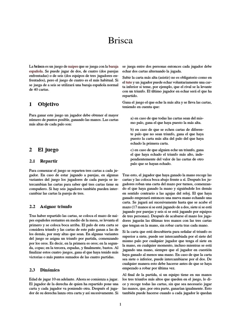 Reglas Brisca | PDF | Dispositivos de juego | Juegos de mesa