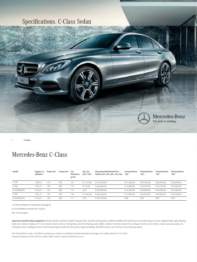 C-Class W205 Speclist | PDF | Headlamp | Anti Lock Braking System