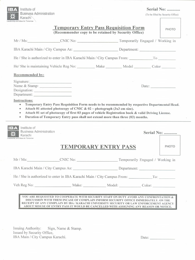 Temporary Entry Pass | PDF