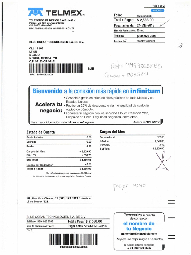 Recibo Telmex | PDF