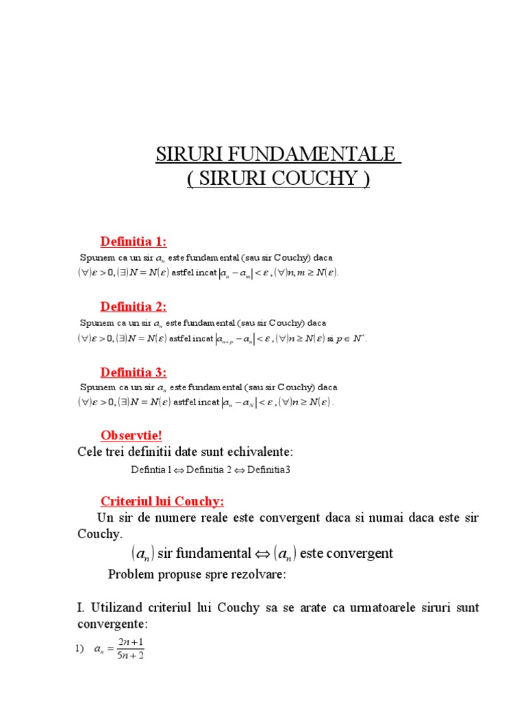 Siruri Fundamentale (Sir Couchy) | PDF
