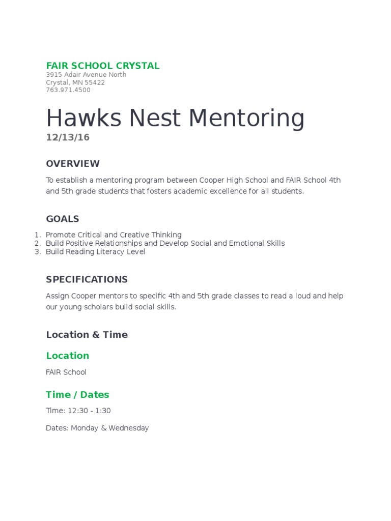 Mentoring Proposal | PDF