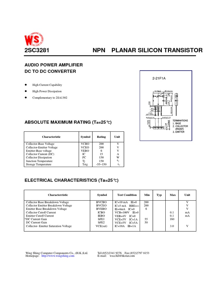 2SC3281 PDF | PDF | Electrical Circuits | Semiconductor Devices