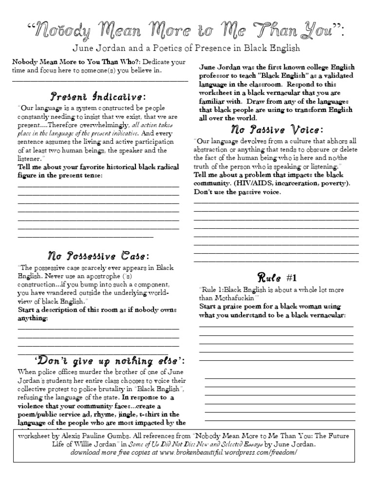 Nobody Mean More To Me Than You Worksheet | PDF | English Language ...
