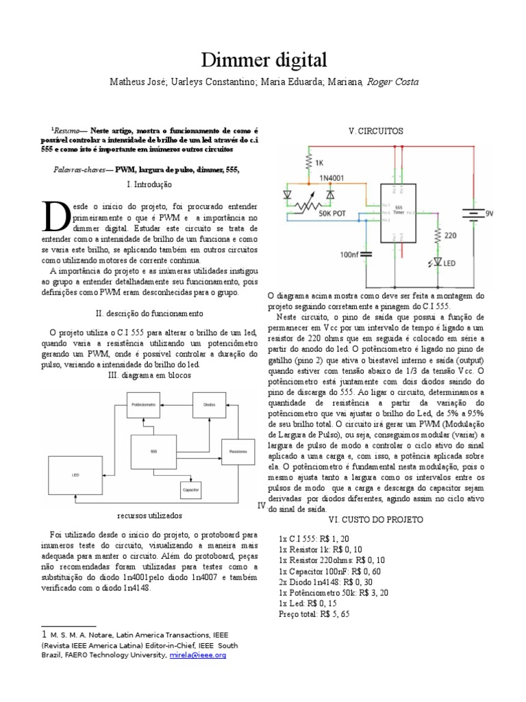 Artigo Dimmer Digital | PDF | Rede elétrica | Diodo