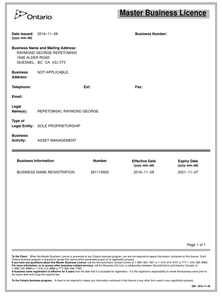 Master Business License. | PDF