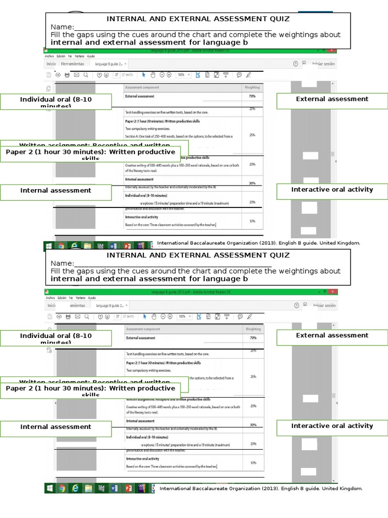 INTERNAL EXTERNAL ASSESSMENT Quiz | PDF